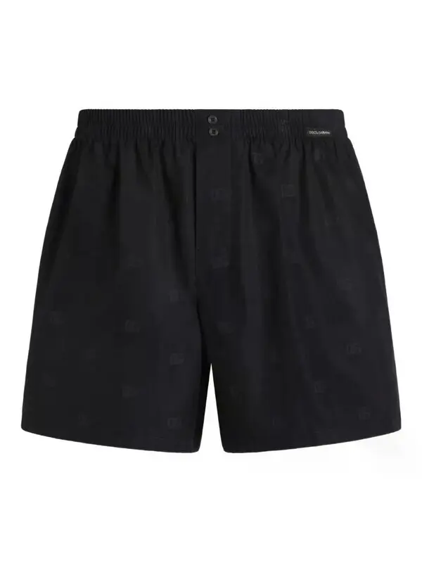 Dolce & Gabbana Logo-print Poplin Boxer Shorts - Black