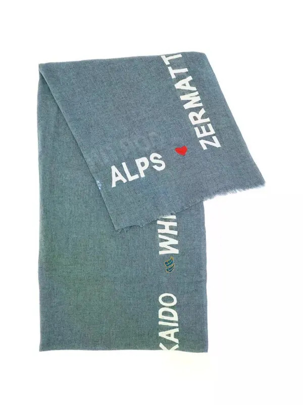 BENARAS BY CITRUS Embroidered Fringed Scarf - Blue