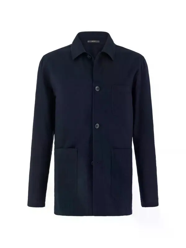 Boggi Milano Patch Pockets Wool Shirt Jacket - Blue