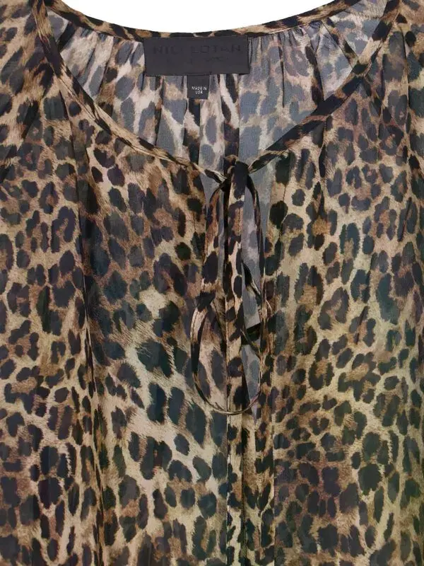 NILI LOTAN Leopard-print Tie-neck Blouse