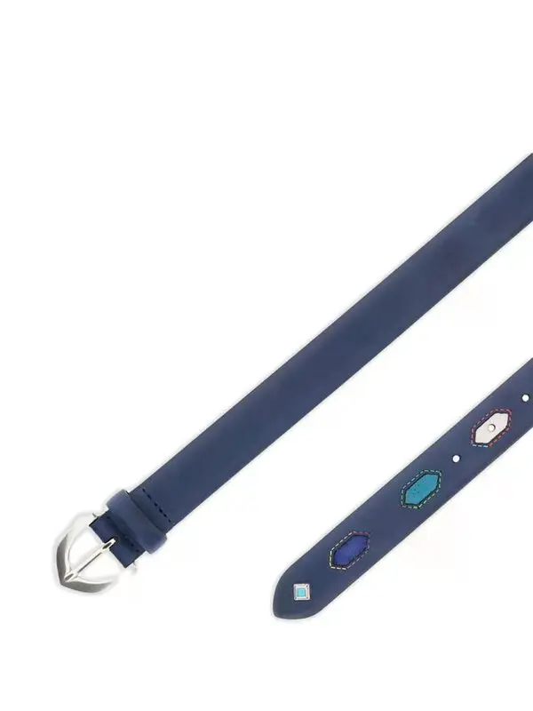 BAX LAB Turquoise Stone Embellished Leather Belt