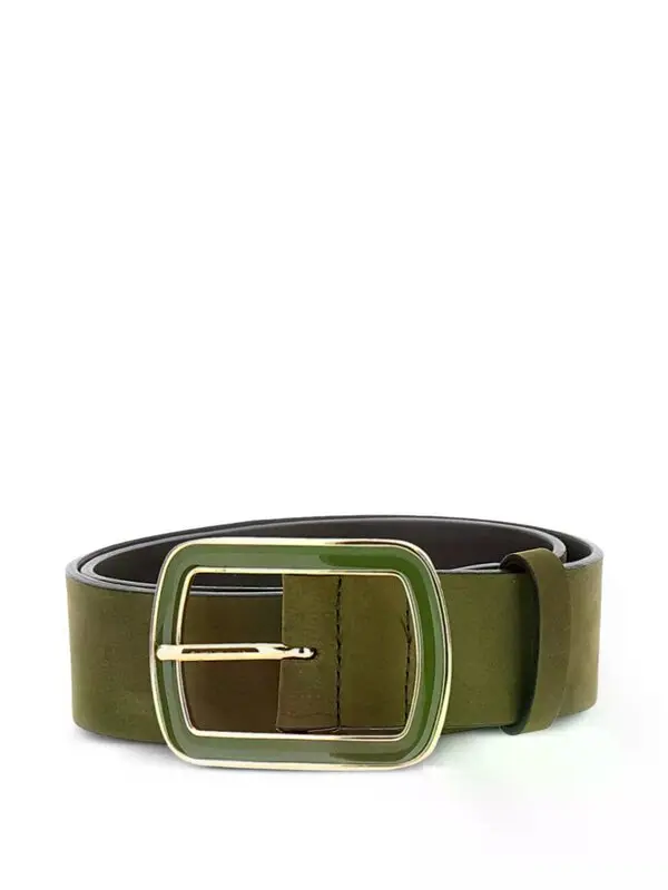 BAX LAB Enamelled Buckle Leather Belt - Green