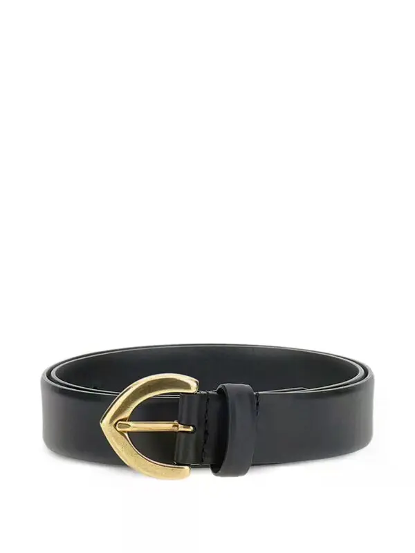 BAX LAB Leather Belt With Gold Buckle - Black