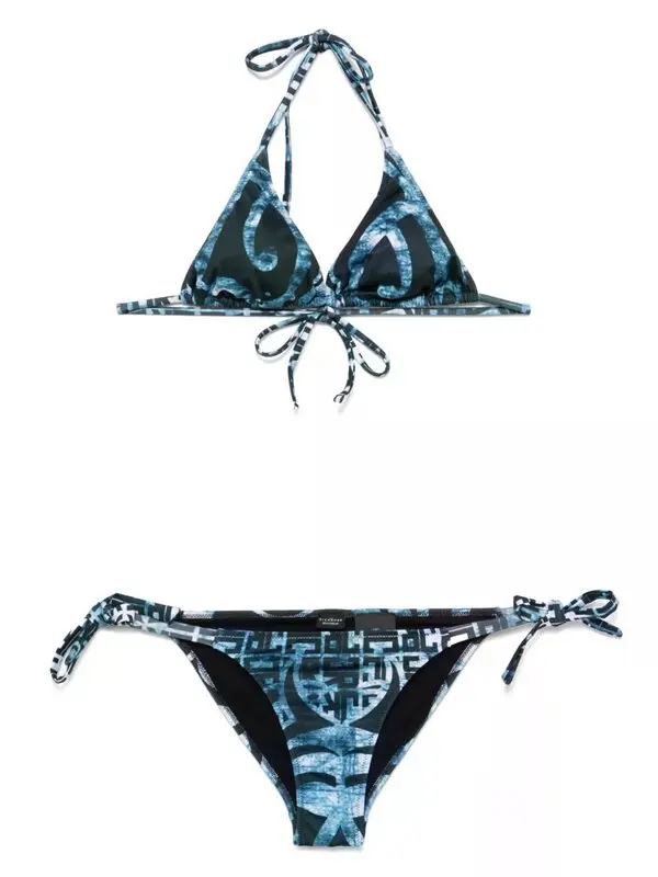 John Richmond Printed Halterneck Bikini - Blue