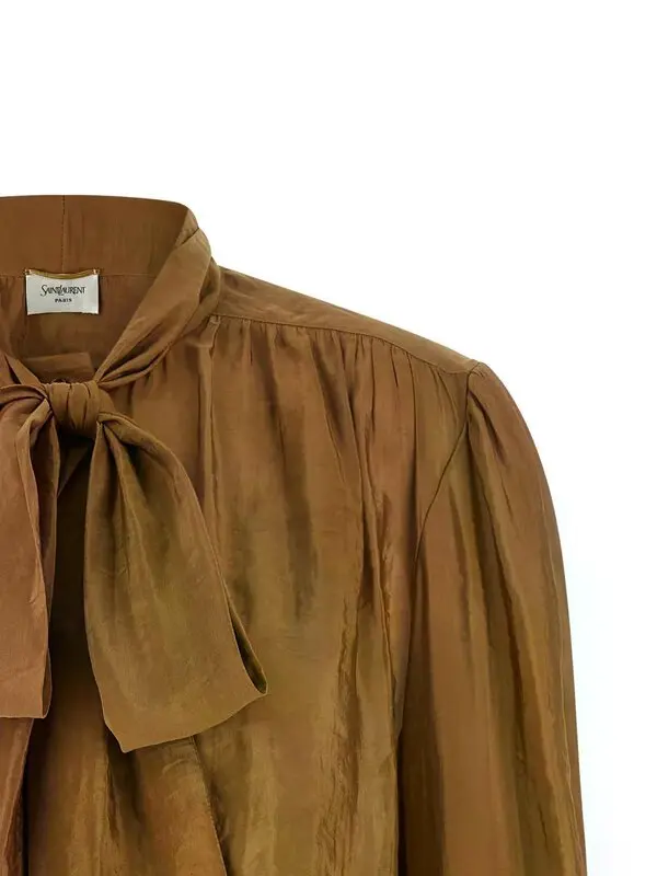 Saint Laurent Tie-neck Cropped Blouse