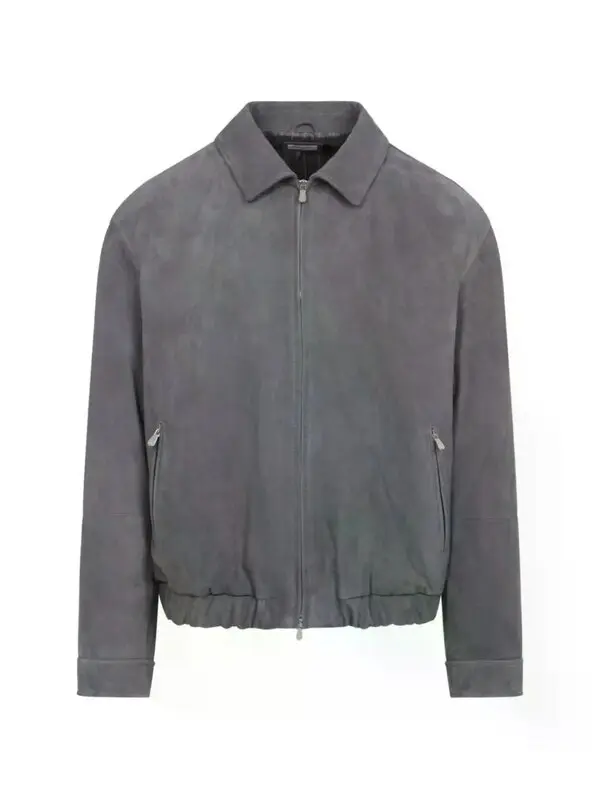 Brunello Cucinelli Suede Zip Jacket - Grey