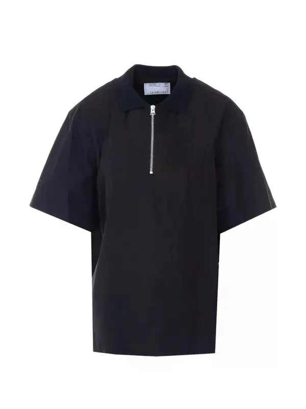 Sacai Zip Short-sleeve Polo Shirt - Black