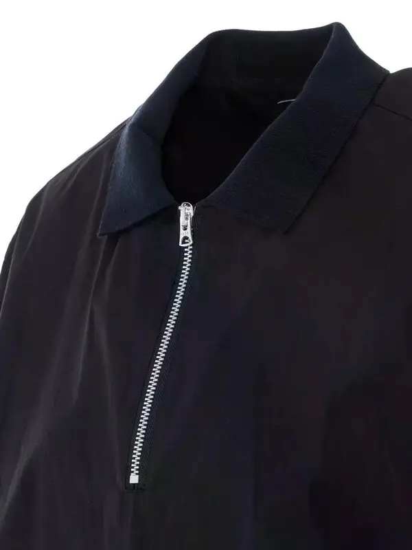 Sacai Zip Short-sleeve Polo Shirt - Black