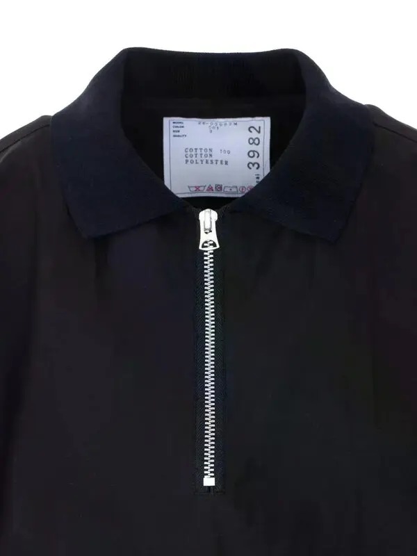 Sacai Zip Short-sleeve Polo Shirt - Black