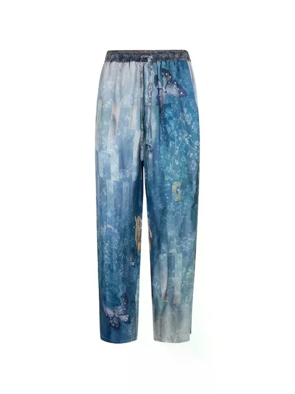 PIERRE-LOUIS MASCIA Floral-print Drawstring Trousers - Blue