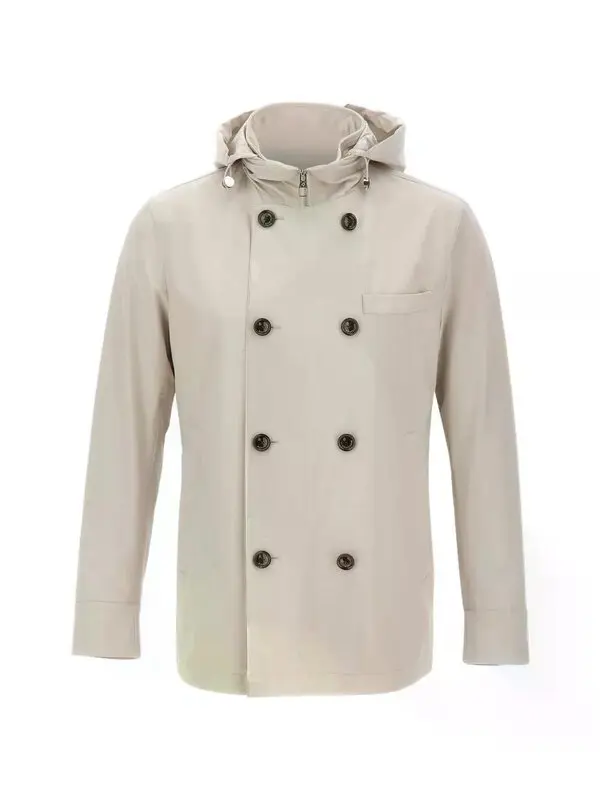 MONTECORE Double-breasted Hooded Jacket - Grey