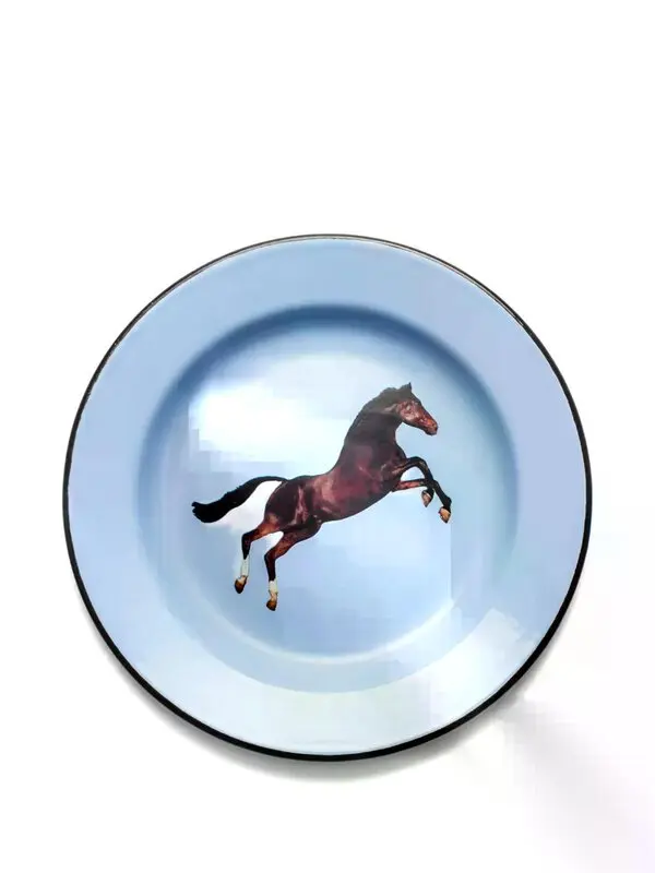 SELETTI X Toiletpaper Horse-printed Metal Plate - Blue