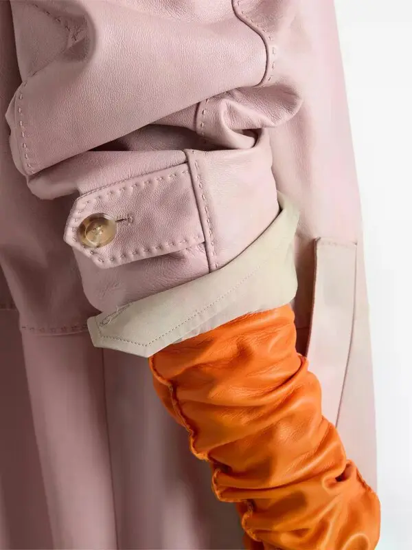Prada Nappa Leather Single-breasted Coat - Pink