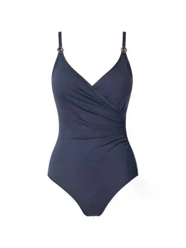 Michael Kors Logo V-neck One-piece Swimsuit - Blue