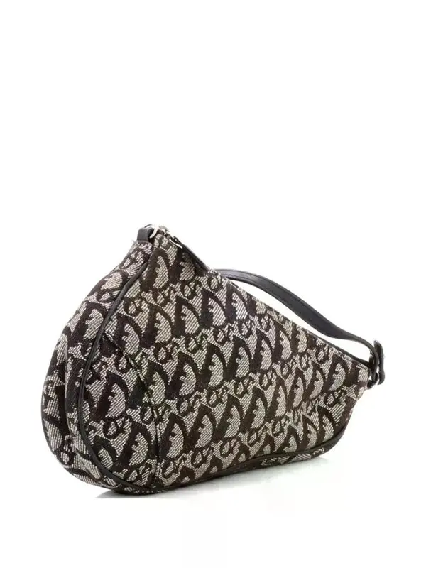 Dior Vintage Saddle Bag Diorissimo Canvas Mini Clutch - Black