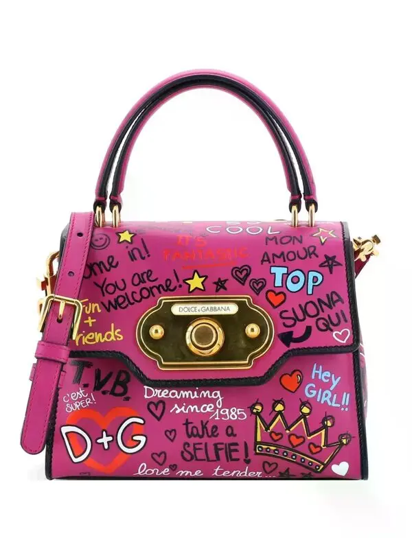 Dolce & Gabbana Printed Leather Mini Satchel With Top Handle