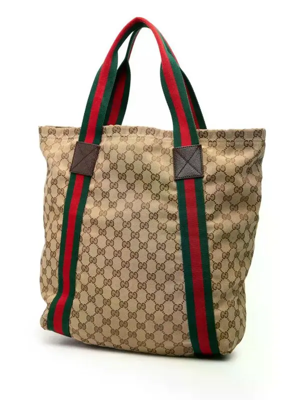 Gucci Gg Canvas Web Tote Bag - Brown
