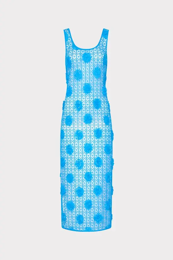 MILLY 3-d Crochet Midi Cover-up Dress - Blue