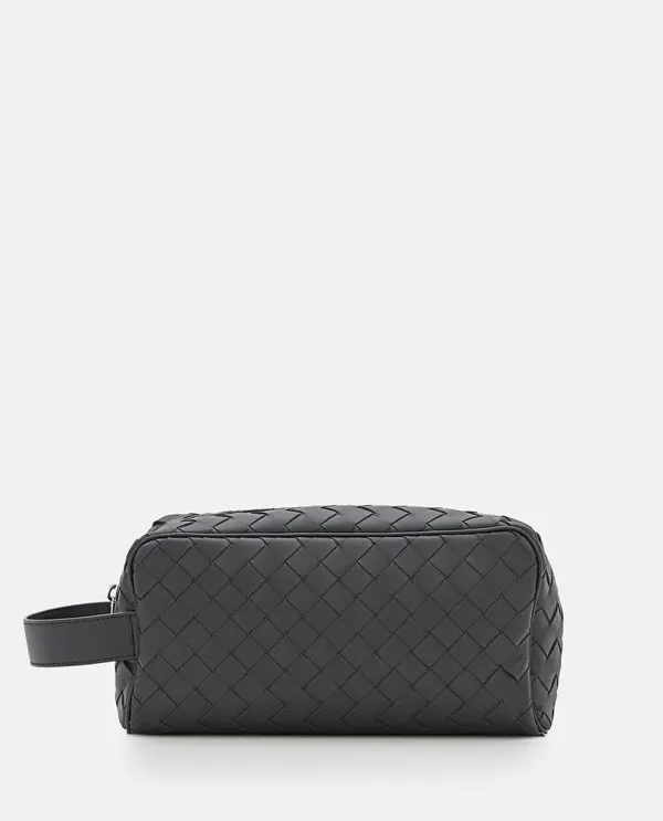 Bottega Veneta Woven Leather Toiletry Bag - Black