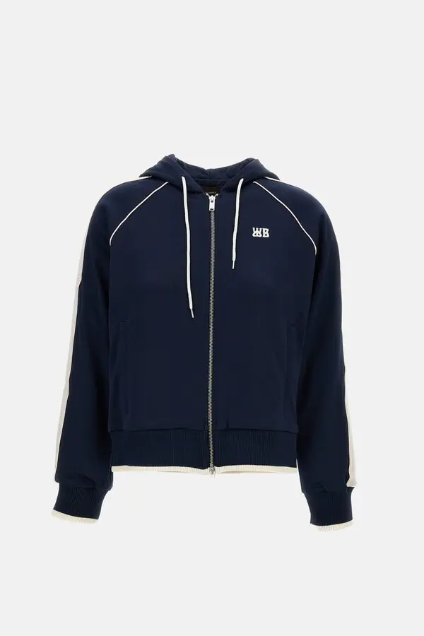 WALES BONNER Anthem Terry Cotton Blend Hoodie - Blue