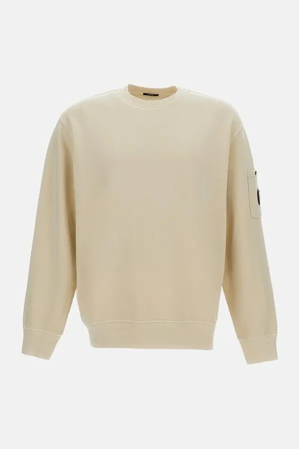 C.P. COMPANY Crewneck Sweatshirt With Lens Detail - Beige