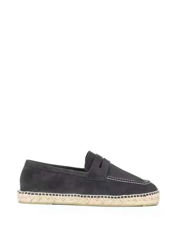 Manebí Suede Loafer Espadrilles With Braided Raffia Sole