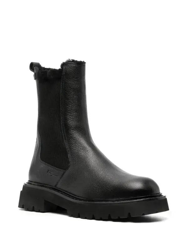 FERRAGAMO Logo-embossed Leather Chelsea Boots