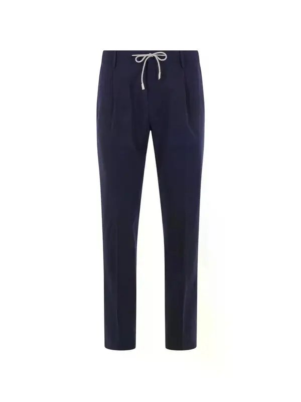 Eleventy Drawstring-waist Pleated Trousers - Blue