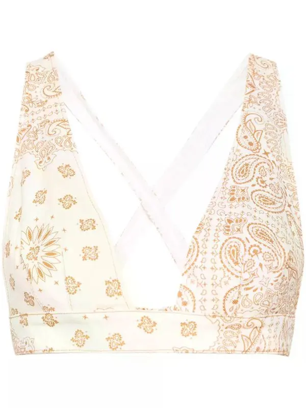 MC2 SAINT BARTH Bandana-print Denim Bralette Top - Neutrals