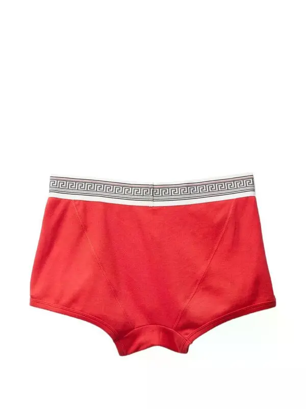 Versace Ribbed Cotton-jersey Trunks - Red
