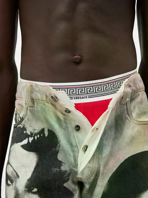 Versace Ribbed Cotton-jersey Trunks - Red