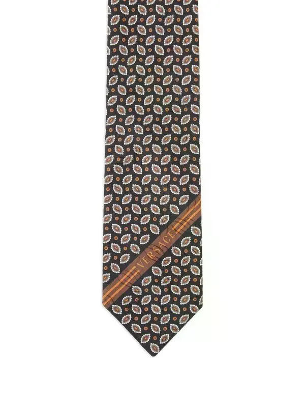 Versace Paisley Jacquard Neck Tie - Black