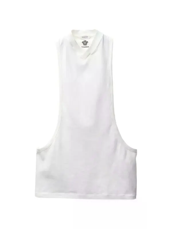 Versace Embroidered Stretch Cotton-jersey Tank Top - White