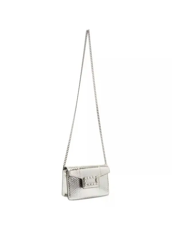 LANCEL Crystal-embellished Snakeskin Shoulder Bag