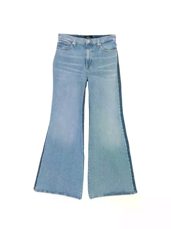 7 For All Mankind Paneled Flared Jeans - Blue
