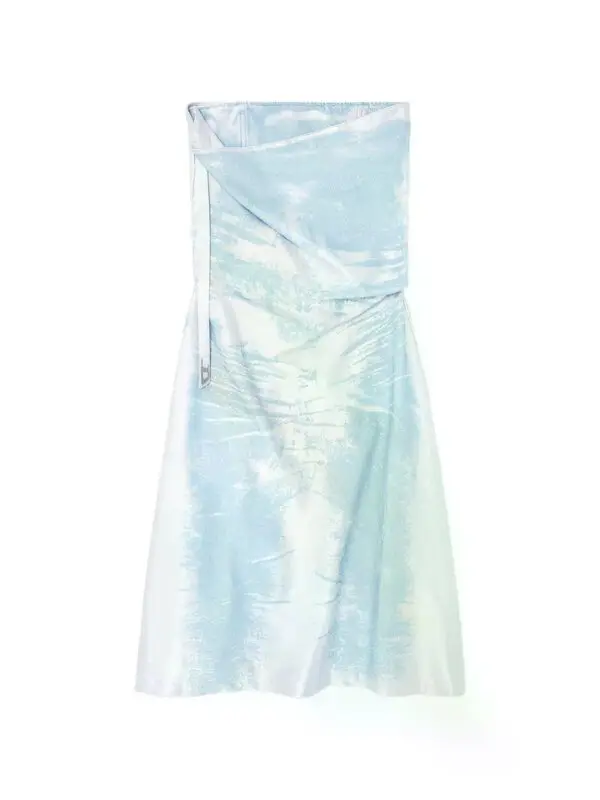 DIESEL® Strapless A-line Dress With Straps And Logo - White