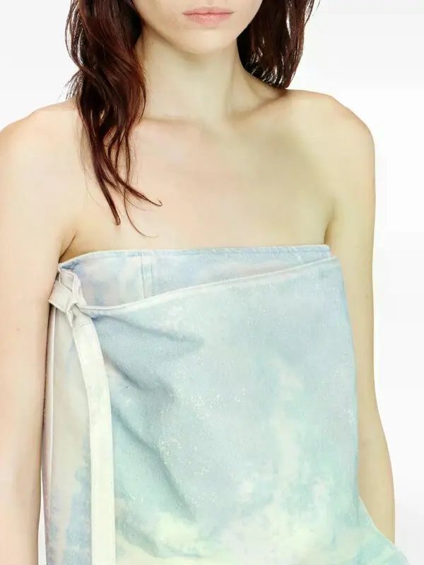DIESEL® Strapless A-line Dress With Straps And Logo - White