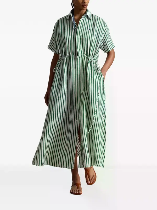 Polo Ralph Lauren Striped Drawstring Maxi Dress - Green