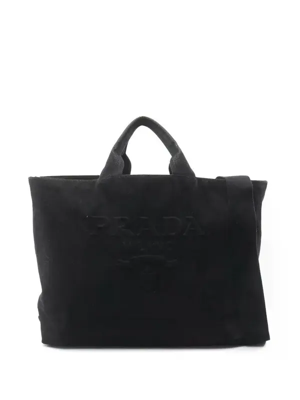 Prada 2010-2026 Canvas Drill Tote Bag - Black