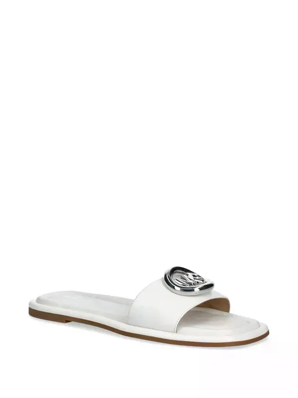 Michael Kors Milan Logo-plaque Flat Sandals - White