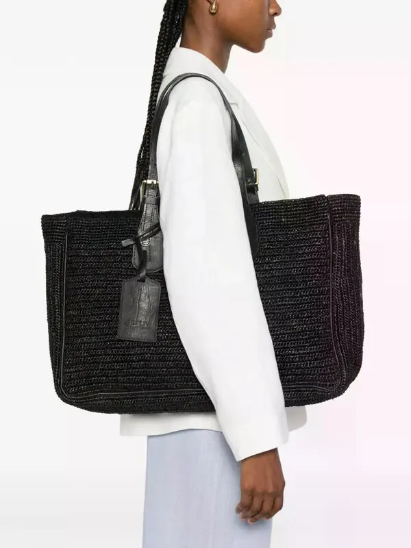 IBELIV Woven Top Handle Shoulder Bag - Black