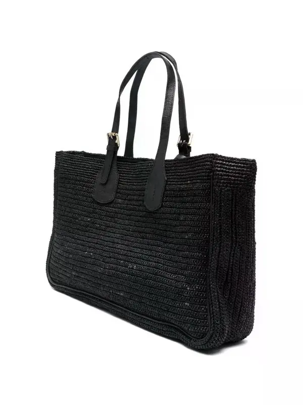 IBELIV Woven Top Handle Shoulder Bag - Black
