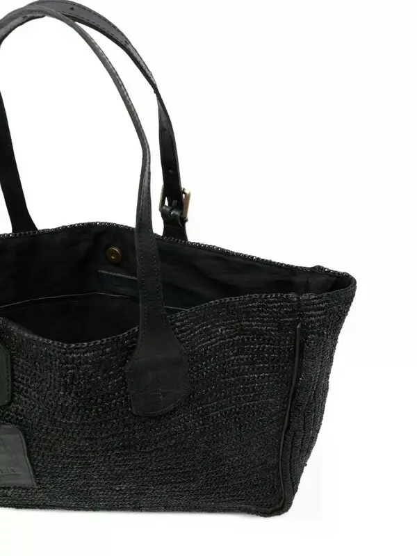 IBELIV Woven Top Handle Shoulder Bag - Black