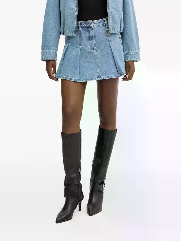 Michael Kors Pleated Denim Mini Skirt