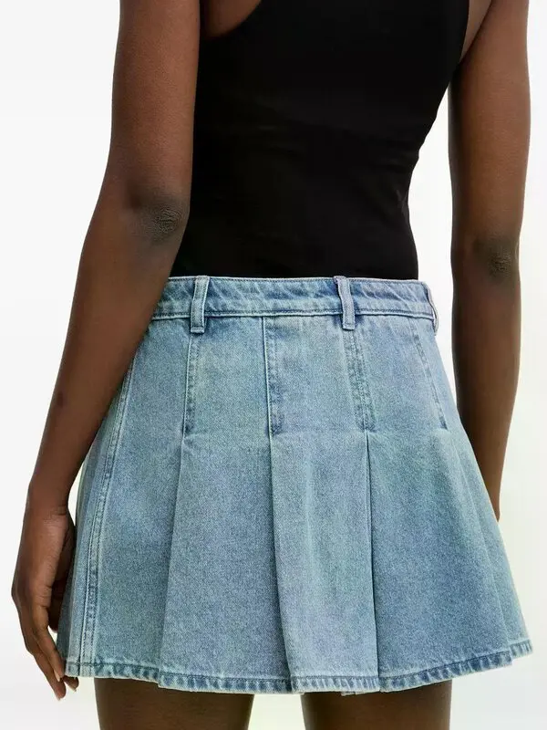 Michael Kors Pleated Denim Mini Skirt