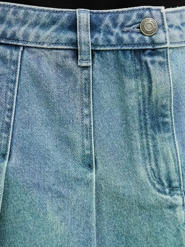 Michael Kors Pleated Denim Mini Skirt
