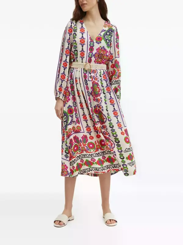 LA PETITE FRANÇAISE Floral-print Midi Dress - White