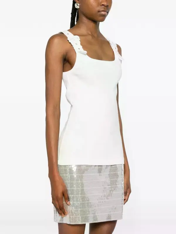 Versace Buckle-strap Ribbed Top - White