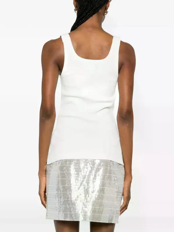 Versace Buckle-strap Ribbed Top - White