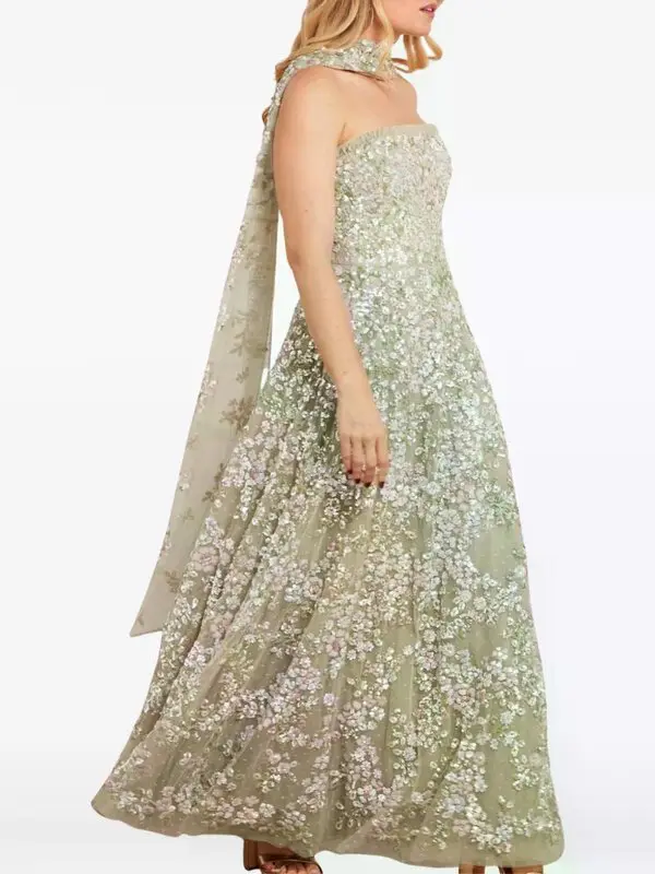 NEEDLE & THREAD Dream Garland Strapless Floral-print Maxi Dress